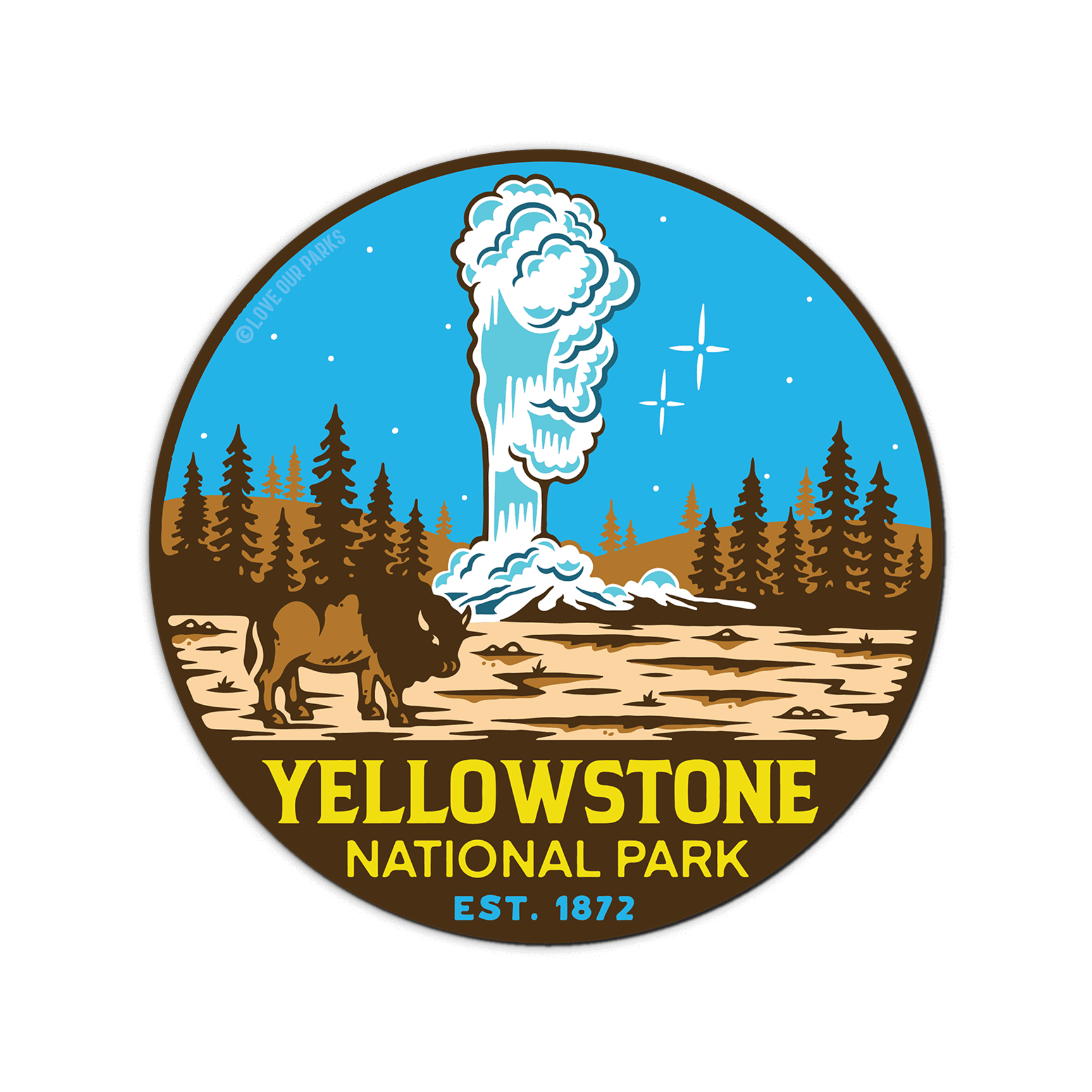 Yellowstone National Park Retro Sticker – Love Our Parks