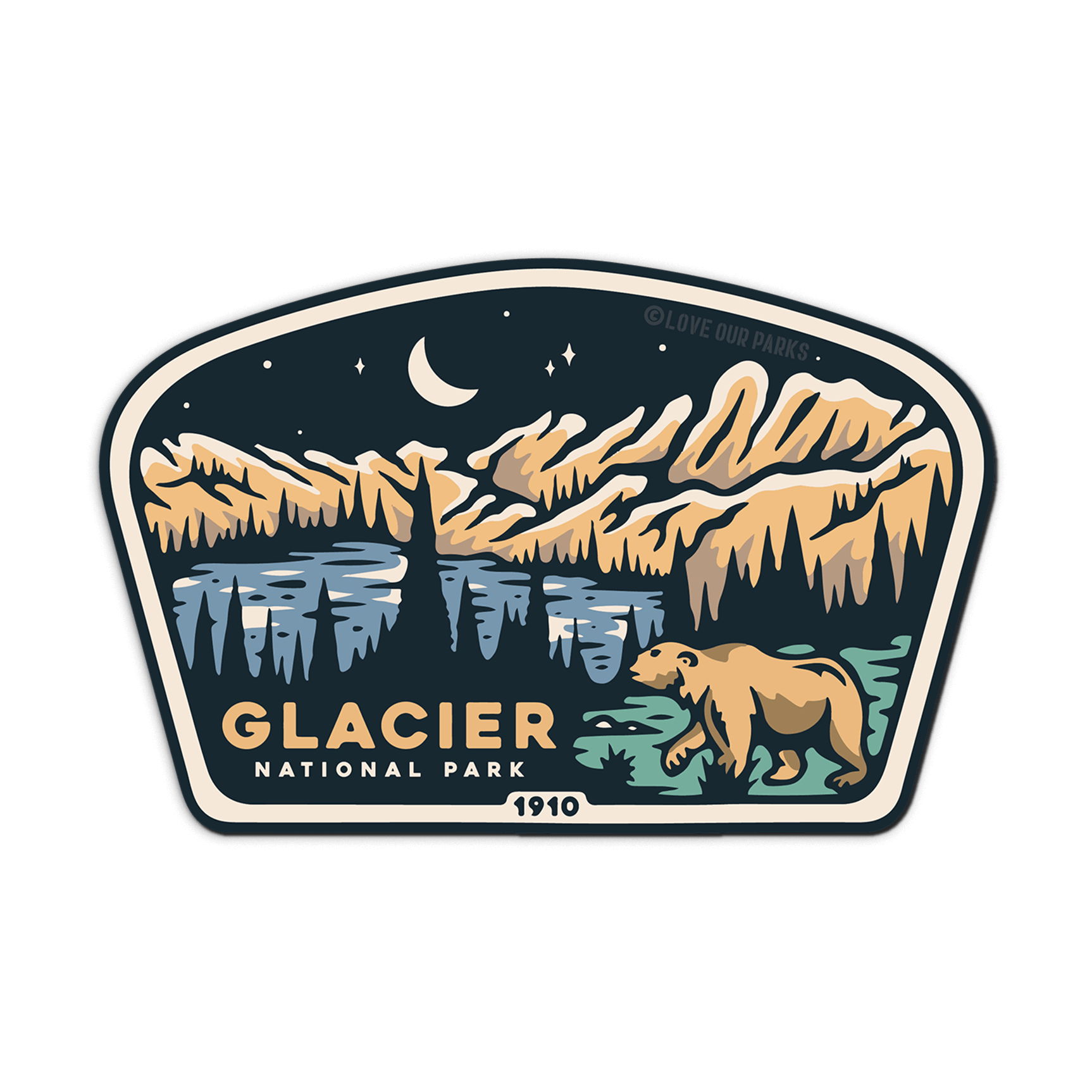 Glacier National Park Retro Sticker – Love Our Parks